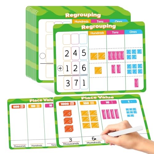 10 PCS Place Value Chart Dry Erase Flash Cards, Addition and ...
