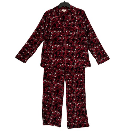Cabernet Sleep Sense Pajama Set Women Medium Red Multi Paisley Velour ...
