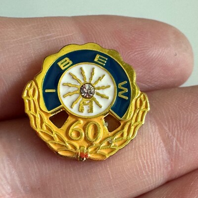 Vintage IBEW 60 Years Lapel Pin Union Tie Tack Brotherhood Electrical ...