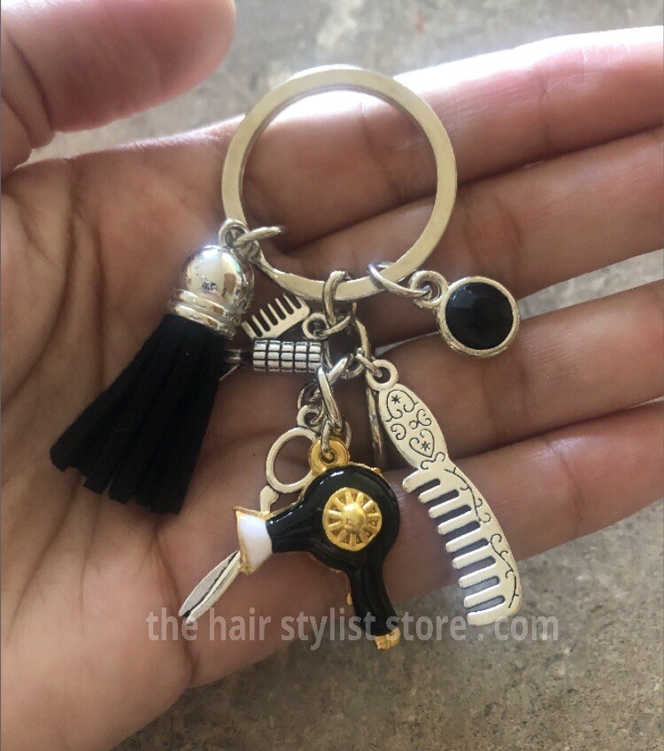 Brand New Cute Hair Stylist Barber Shears & Comb Black Tassel Silver ...