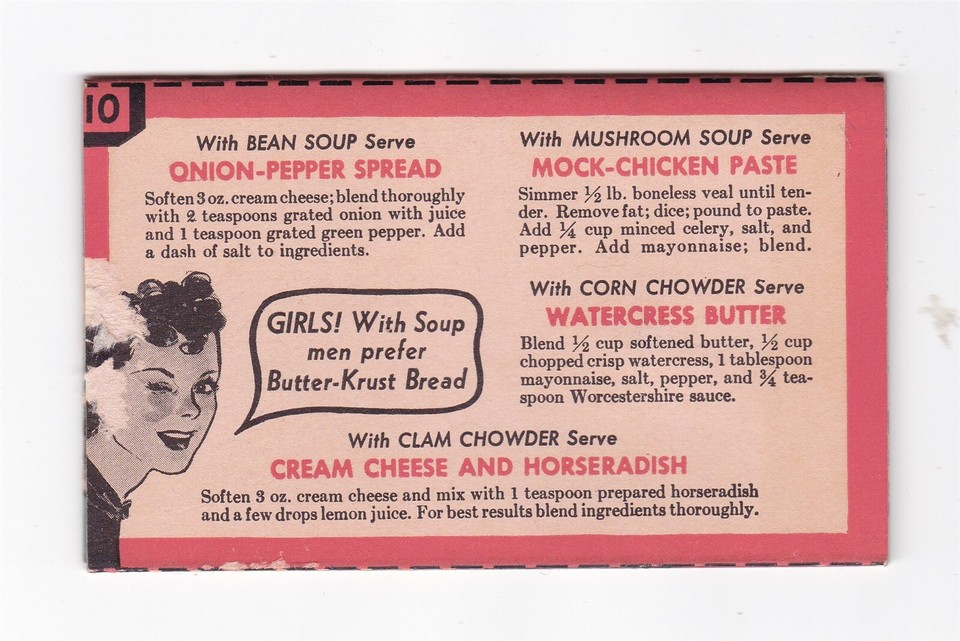 vintage Butter Krust Bread recipe pamphlet with spinner game / free U.S ...