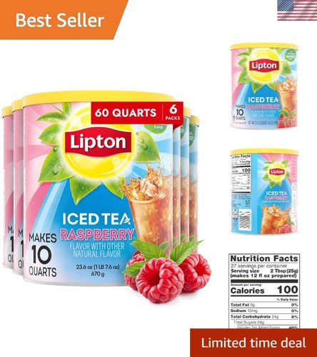 Iced Tea Mix, Raspberry Sweetened Iced Tea, Makes 10 Quarts Pack of 6 ...