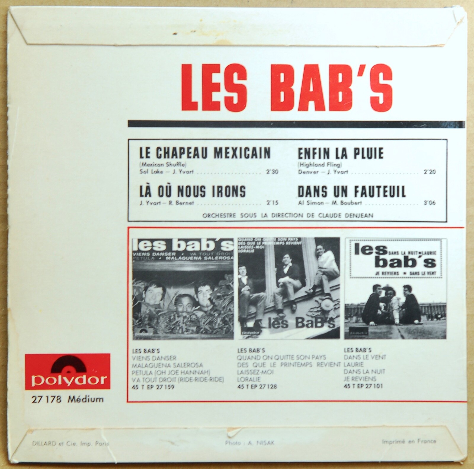 EP 45 TOURS - LES BAB'S - LE CHAPEAU MEXICAIN - POLYDOR - 1965 | eBay