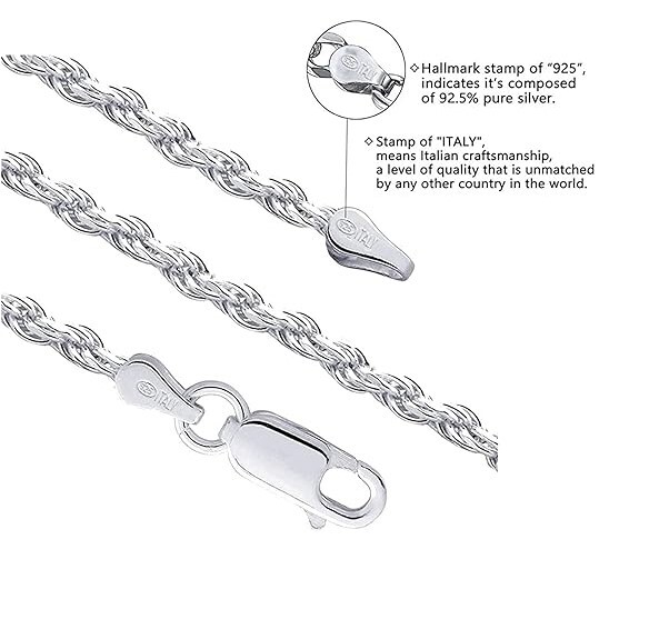 925 Sterling Silver Crucifix Jesus Cross Pendant Rope Chain Necklace 16 ...