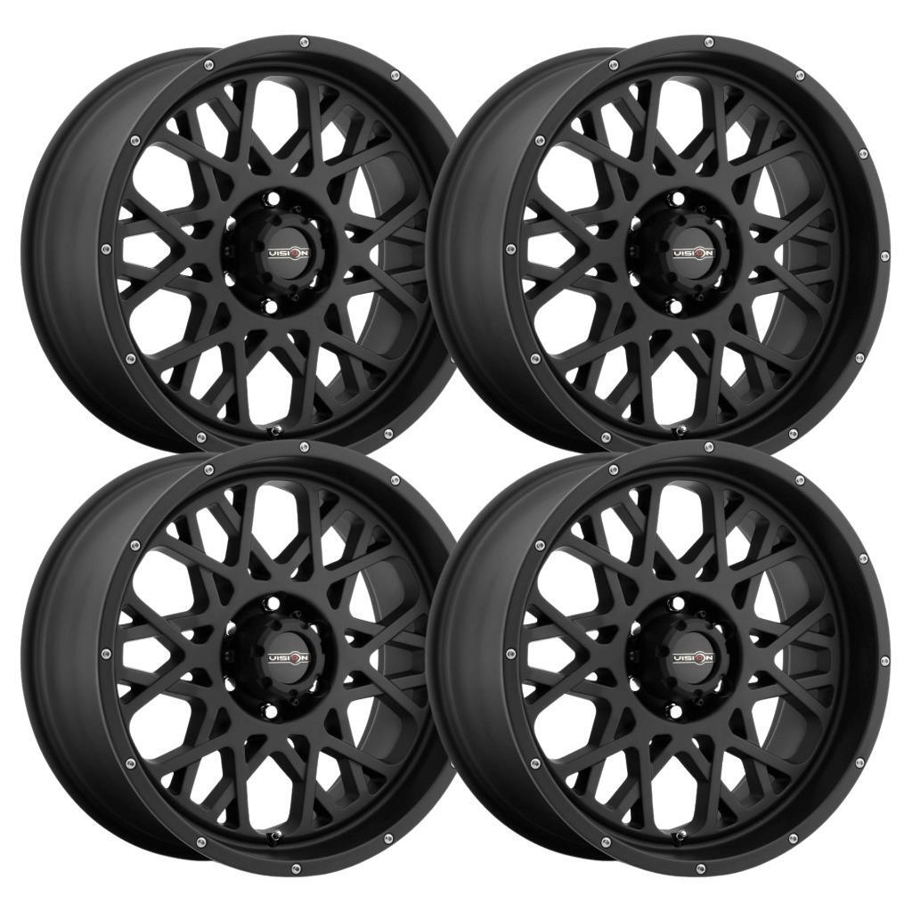 (Set-4) Vision 412 Rocker 18x9 8x170 -12mm Satin Black Wheels Rims 18 ...