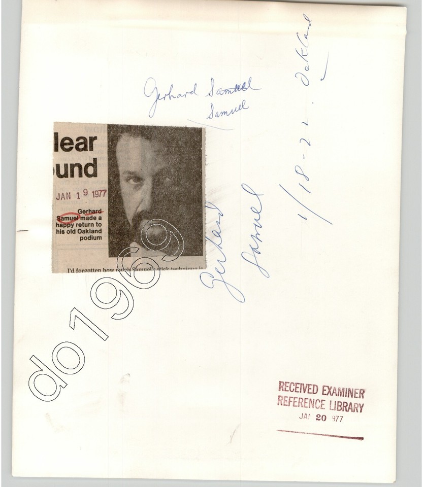 Maestro Oakland Symphony Conductor GERHARD SAMUEL Headshot 1977 Press ...