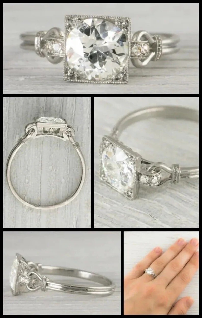 2Ct Round Lab Created Diamond Solitaire Engagement Ring 14K White Gold ...