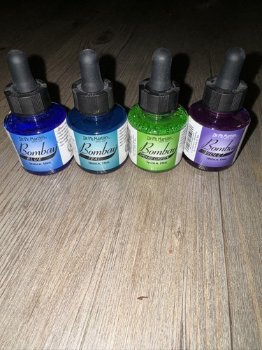 Dr. Ph Martin's Bombay India Ink Dropper Bottle Green Blue Teal Violet ...