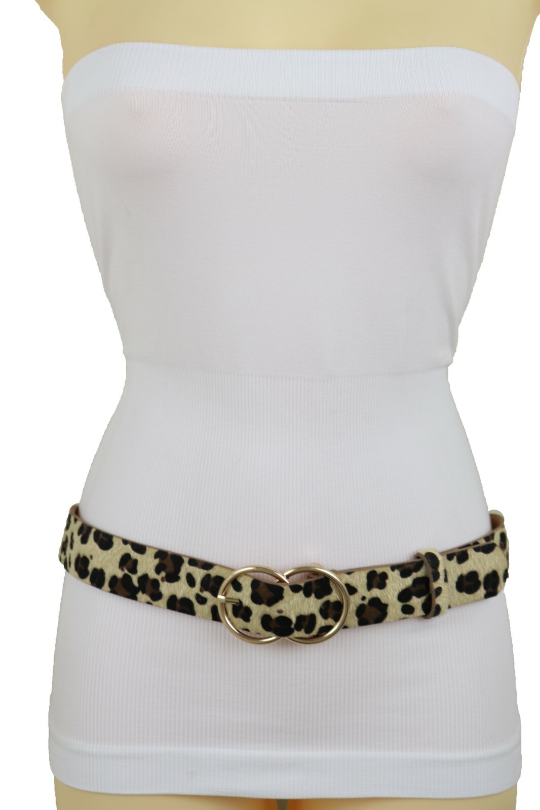 Women Hip Waist Fashion Belt Beige Faux Leather Leopard Animal Print ...