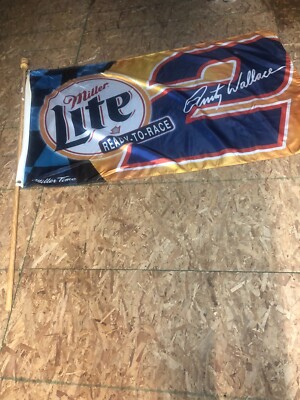 VINTAGE Miller Lite Ready to Race Rusty Wallace #2 Racing Flag 3' x 5 ...
