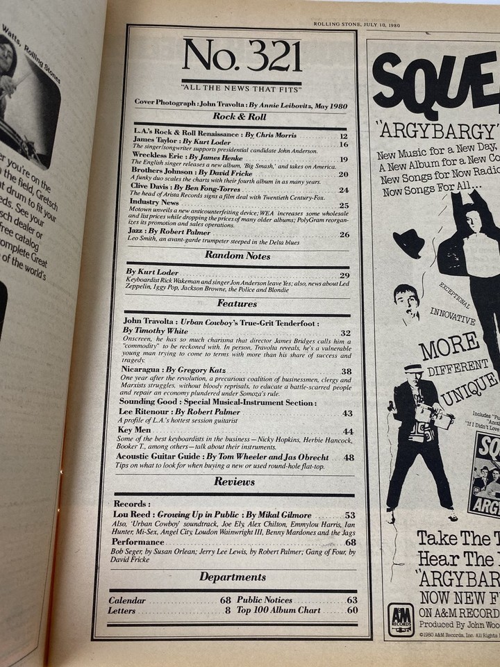 Rolling Stone Magazine John Travolta July 10 1980 Issue No 321 | eBay