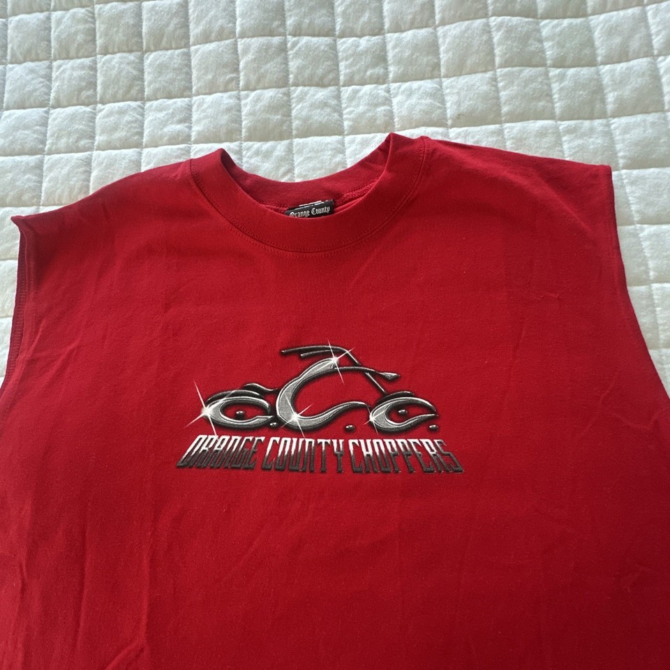 Vintage Orange County Choppers OCC Shirt Mens 2XL Red Muscle Tee Logo ...