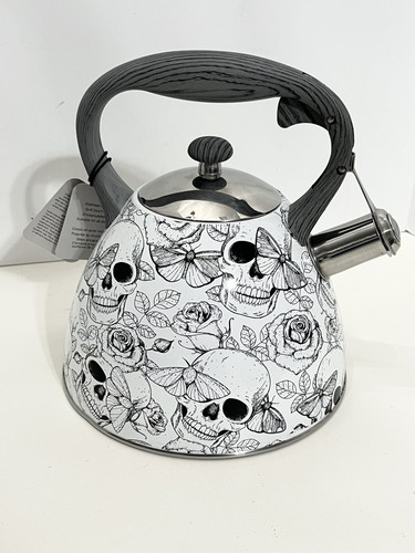 Masterclass Tea Kettle Stainless Steel 2.7 QT Soft Touch Handle Skull ...