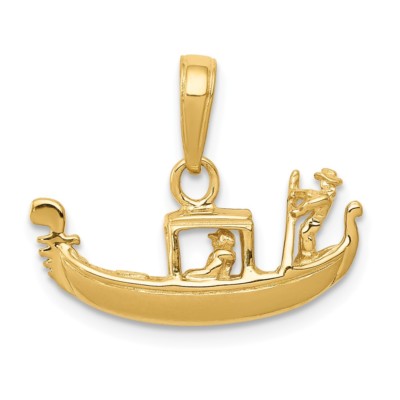 14K Yellow Gold Solid Polished 3-D Gondola Boat Canoe Charm Pendant 0. ...
