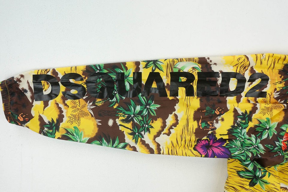 NEW $1345 DSQUARED 2 X K-WAY YELLOW TROPICAL DSQUARED2 NYLON JACKET ...
