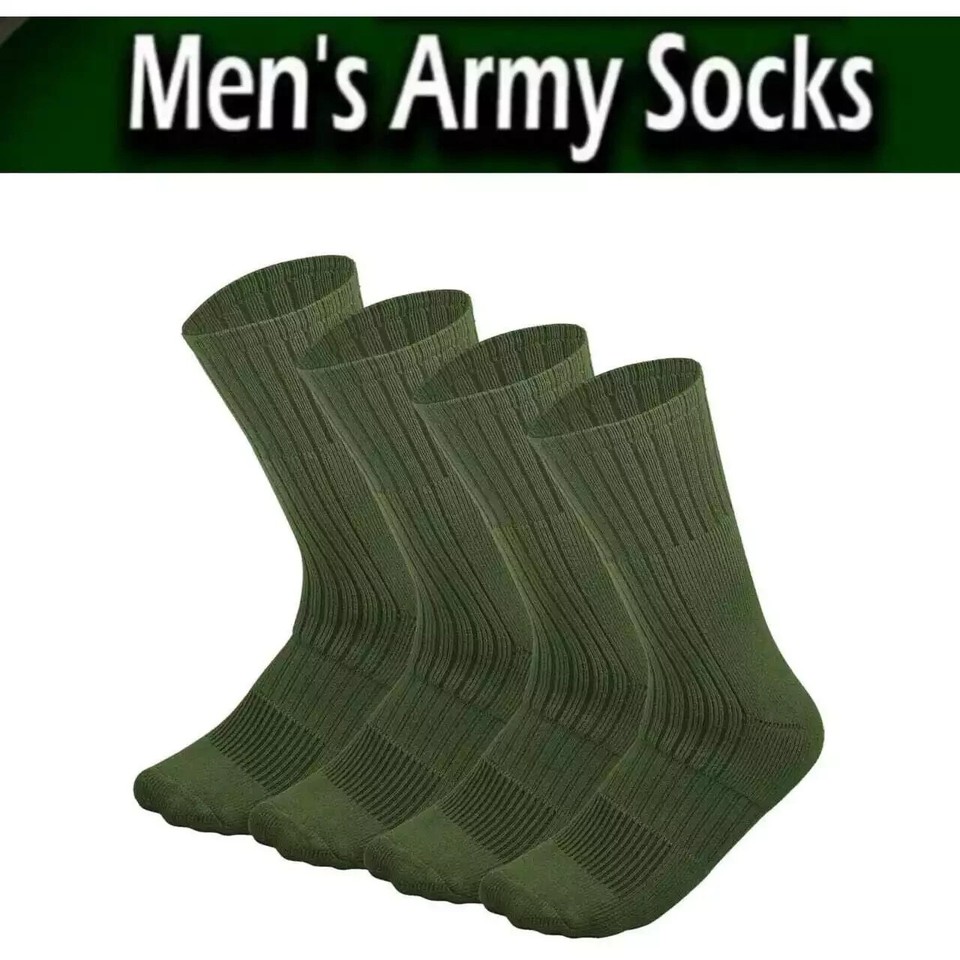 4 Pairs Men's Army Military Boot Socks Combat Trekking Hiking Size 10 ...