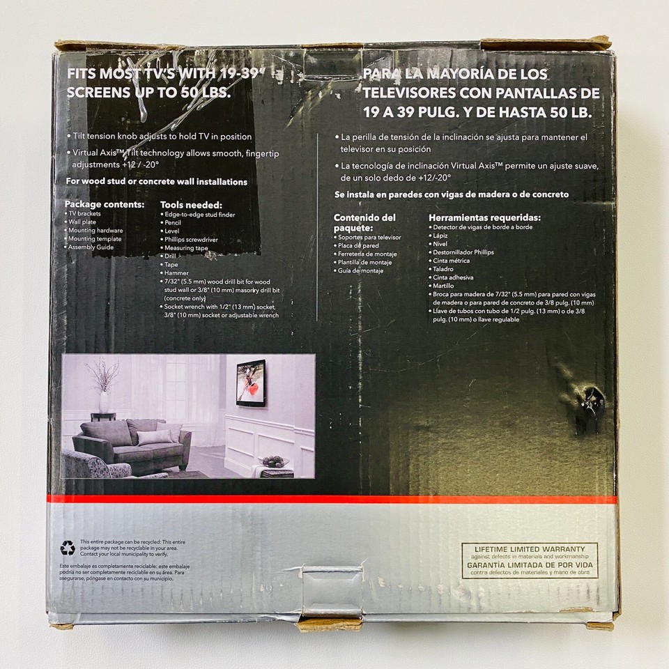 Rocketfish Tilting TV Wall Mount for Most 19" to 39" TVs up to 50 LBS ...