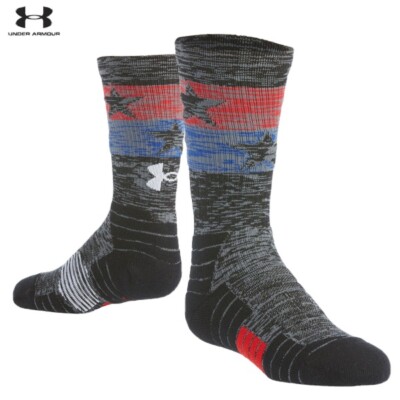 UNDER ARMOUR 1Pair Unrivaled Stars & Stripes USA Crew Socks Gray Mens ...