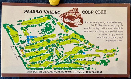 Vintage Unused Pajaro Valley Golf Club Scorecard & Course Map ...
