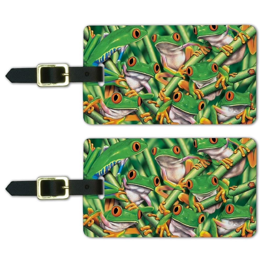 Red Eyed Tropical Rainforest Frogs Luggage ID Tags Carry-On Cards - Set ...