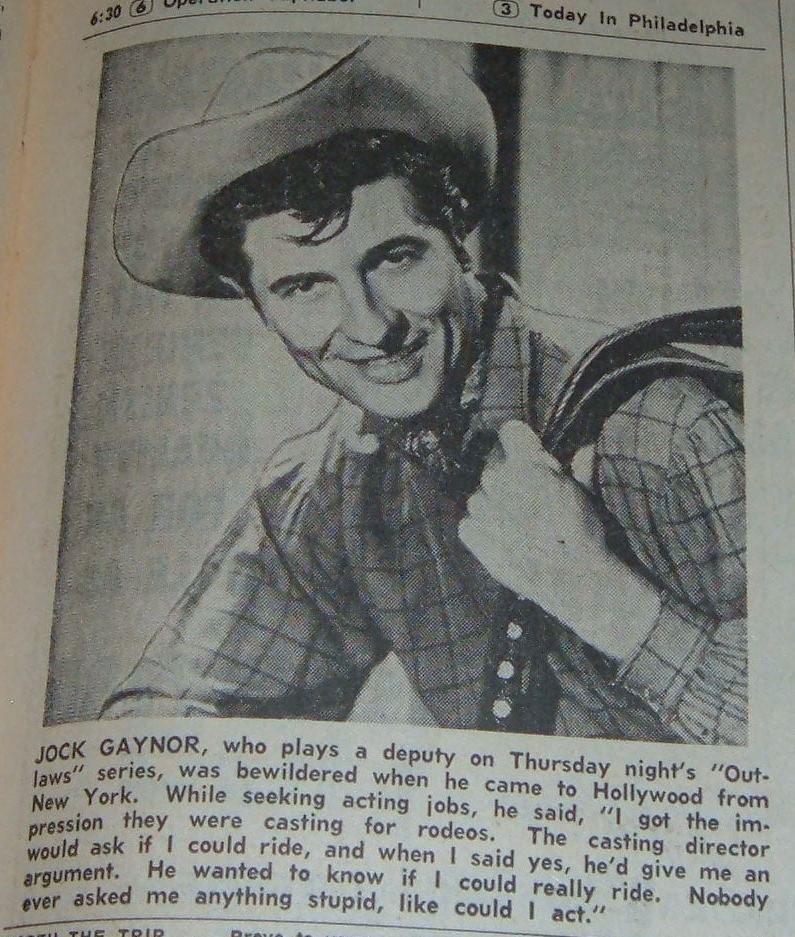 1961 TV AD~JOCK GAYNOR PLAYS A DEPUTY on THE OUTLAW'S SERIES | eBay