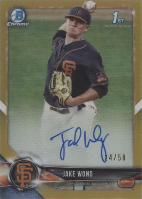 2018 Bowman Draft - Chrome Draft Pick Autographs Jake Wong #CDA-JW Gold ...