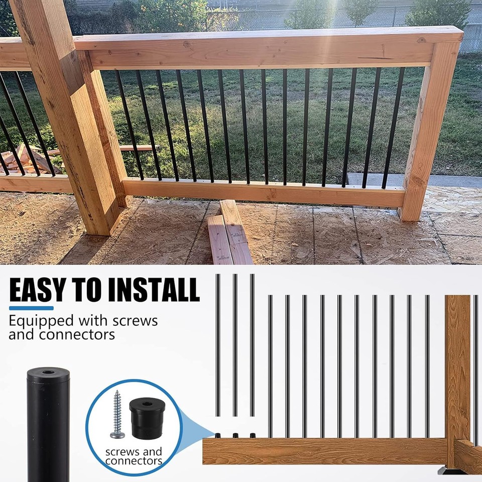 101 Pack Deck Balusters Metal Deck Spindles 26" x 3/4" Aluminum Alloy ...
