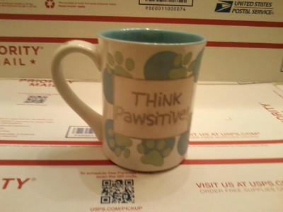 THINK PAWSITIVE and says BARK LESS WAG MORE Mug by Louie Veasey | eBay