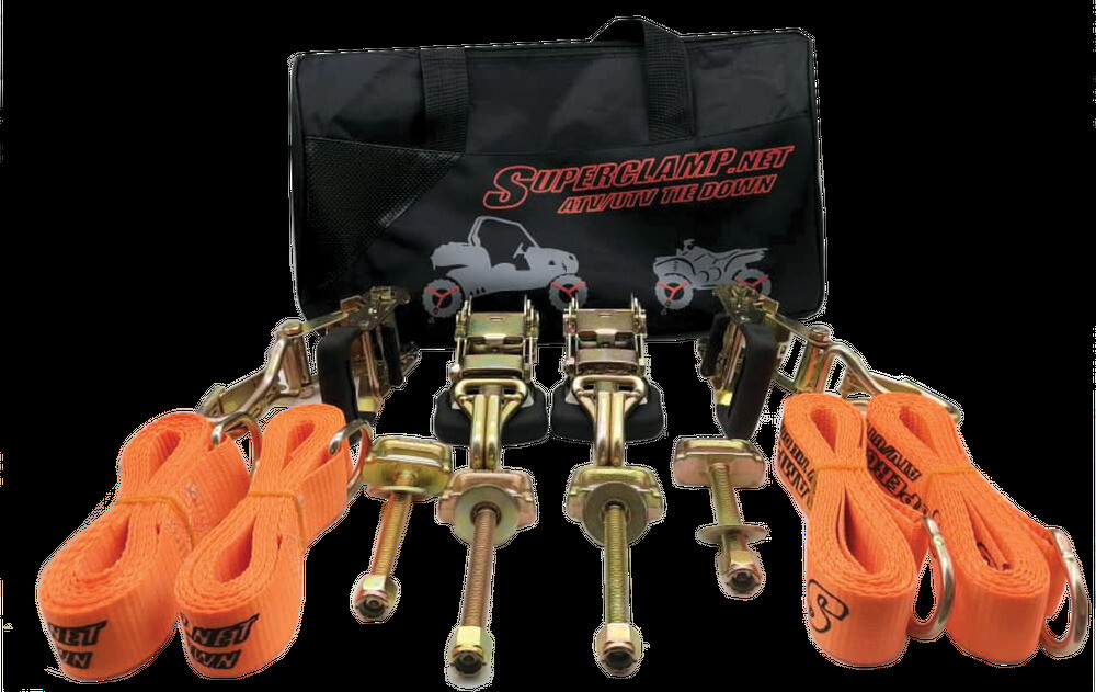 Superclamp ATV UTV SXS Tie Down Strap Kit For Tires Trailer Deck Mount | eBay