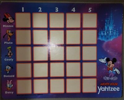 VINTAGE Replacement Scoreboard For 1988 Disney Mickey Mouse Yahtzee ...