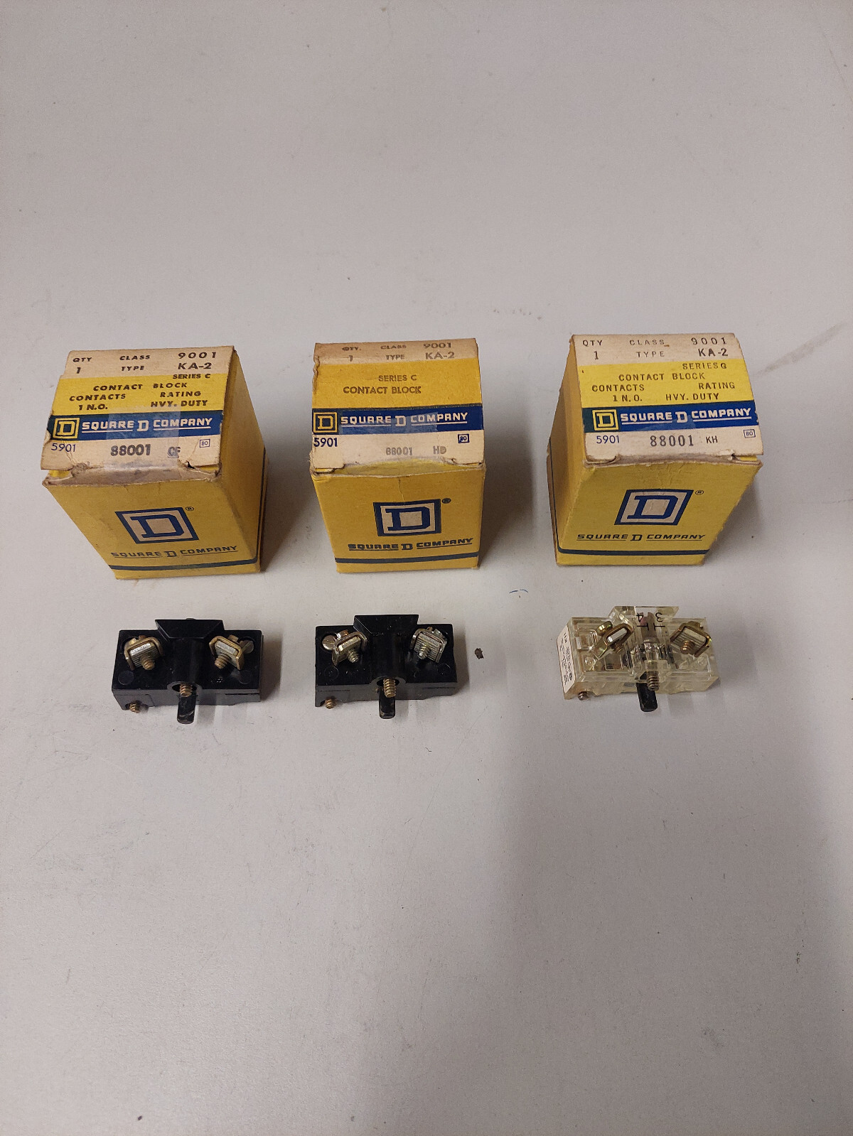 SQUARE D CONTACT BLOCKS 9001 KA2 SERIES C (X2) &1 SERIES G. NOS.(LOT OF ...