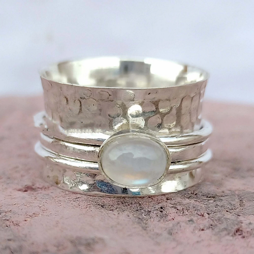 Moonstone Spinner 925 Sterling Silver Meditation Ring Handmade Boho ...