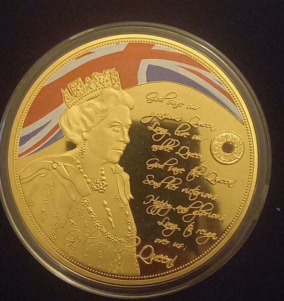 Coin God Save The Queen Ruby-red, and Gold Plated Medallion | eBay UK