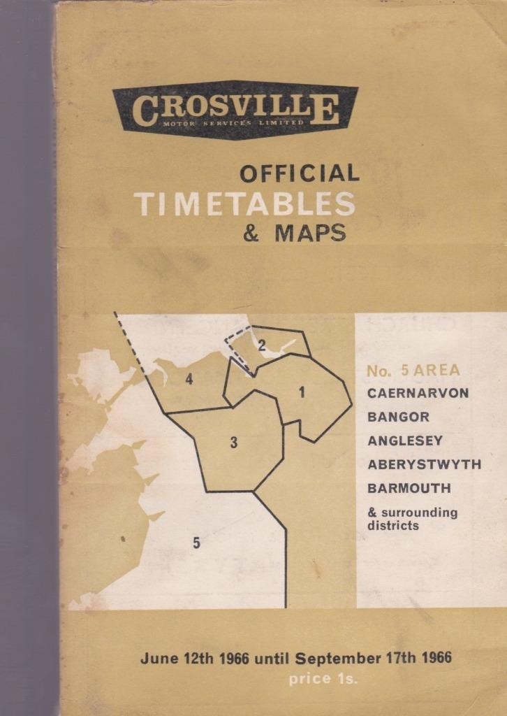 CROSVILLE BUS TIMETABLE BOOK AREA CAENARVON JUN 1966 | eBay UK