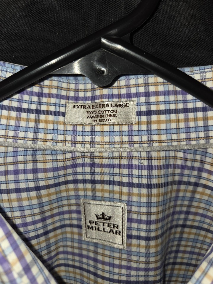 Peter Millar Gingham Check Plaid Shirt Men’s 2XL Multicolor Long Sleeve ...