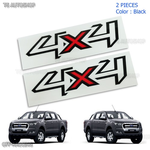 Pair Set Sticker Decals 4x4 Black Red For Ford Ranger T6 Ute Wildtrak ...