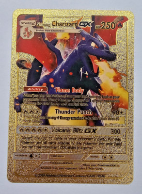 Shining Charizard GX Gold Foil Pokemon Card Fan Art HP 250 NM | eBay