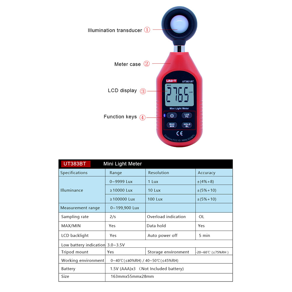 Digital Luxmeter Mini Light Meter Handheld Illuminometer Photometer ...