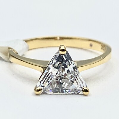 1 Ct Trillion Cut CZ Ring 14K Gold Over Sterling Silver 7.8 mm Size 6 ...