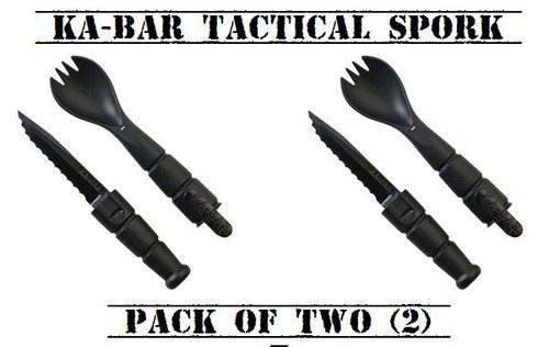 BLACK Ka-Bar Tactical Spork Fork Spoon Knife in One Survival Hunting ...