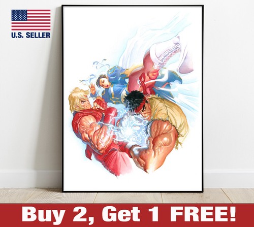 Street Fighter 2 Poster 18" x 24" Print Game Room Wall Art Chun Li Ryu ...