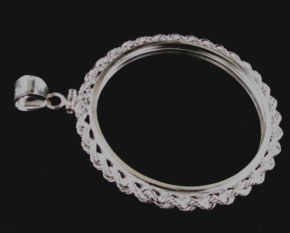 Coin Bezel 1 oz. American Silver Eagle 40.6mm Sterling Silver Rope ...