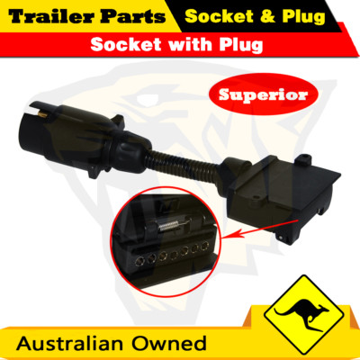 7 PIN FLAT SOCKET TO 7 PIN LARGE ROUND PLUG TRAILER ADAPTOR-7FF-7LRM ...