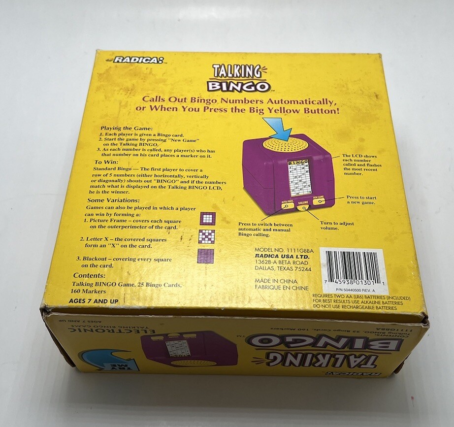 Radica Talking Bingo Electronic Bingo Game Model #1111GBBA | eBay