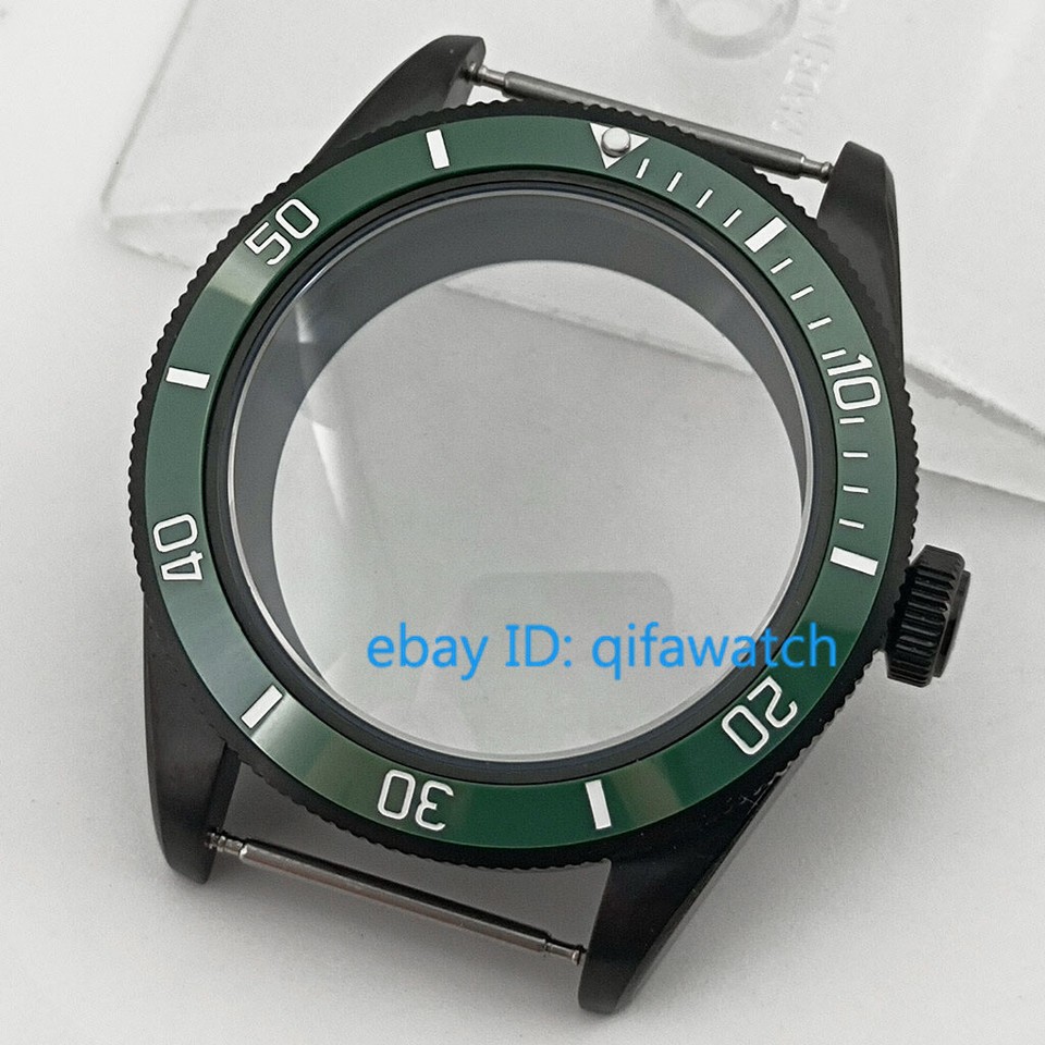 39mm black Watch Case Dome Sapphire Fit NH34 NH35 NH36 ETA 2824 PT5000 ...