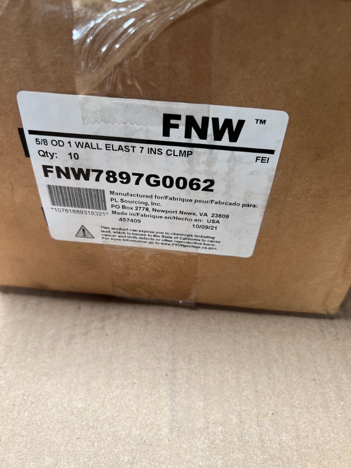 (10 PK)FNW 5/8" OD 1 WALL ELAST 7 INS CLAMPS FNW7897G0062 MADE IN U.S.A ...