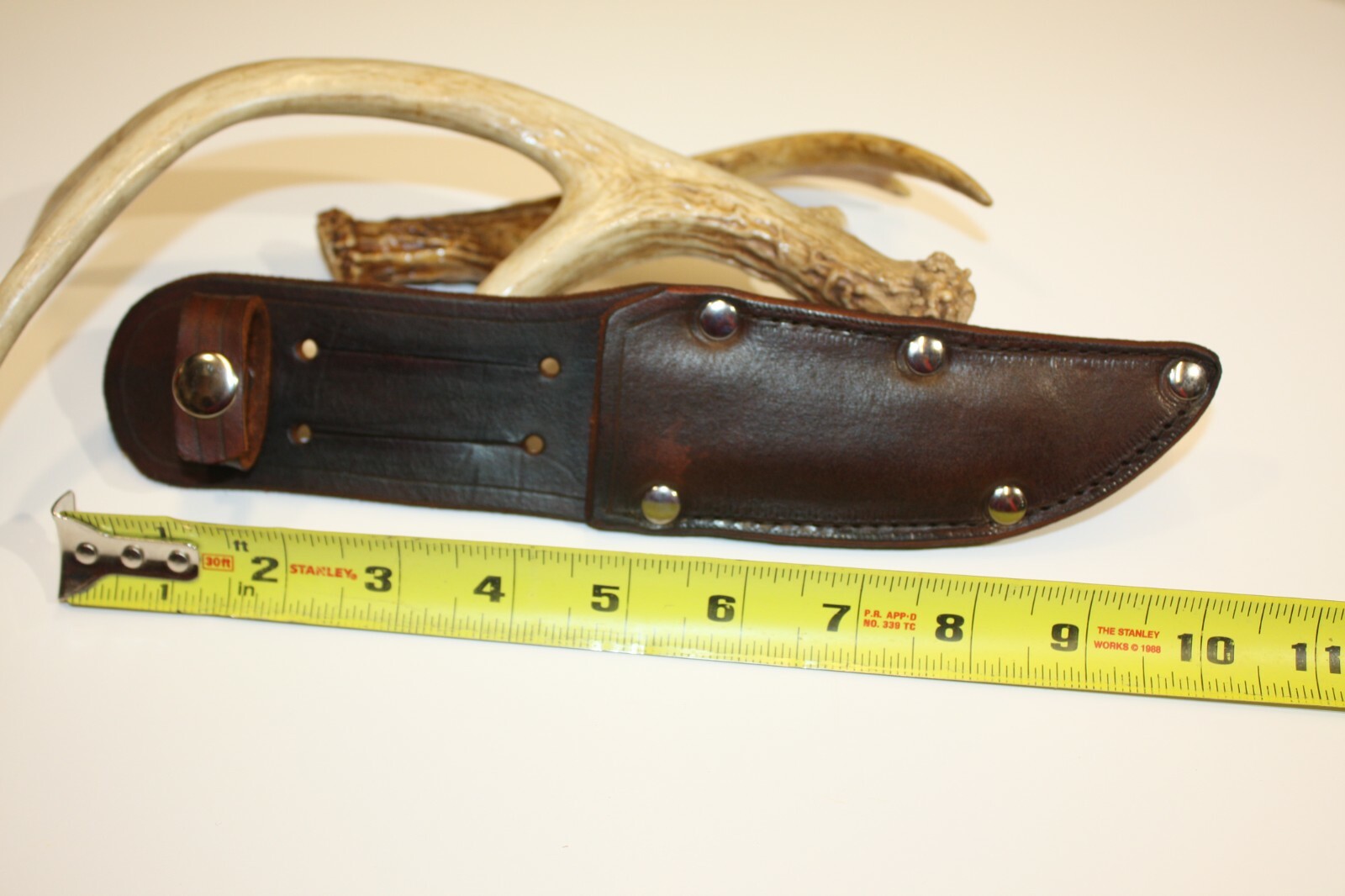 Custom Leather { EDGE-BRAND STYLE }-medium buffalo skinner Knife Sheath ...