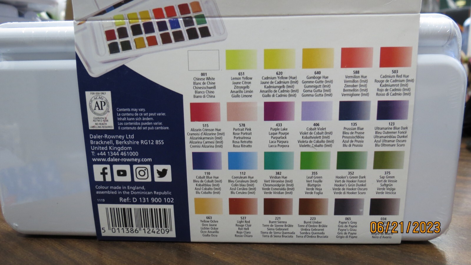 DALER ROWNEY AQUAFINE WATERCOLOUR TRAVEL SET 24 COLORS & 1 BRUSH NEW | eBay