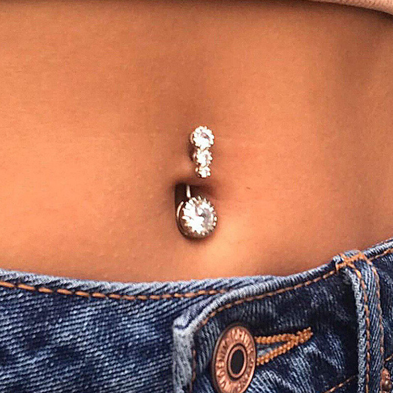 Sexy Crystal Piercing Navel Rhinestone Bling Belly Button Rings Navel ...