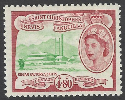 St. Christopher Nevis Anguilia 1954 QVII SG 118 green & carmine LMM | eBay
